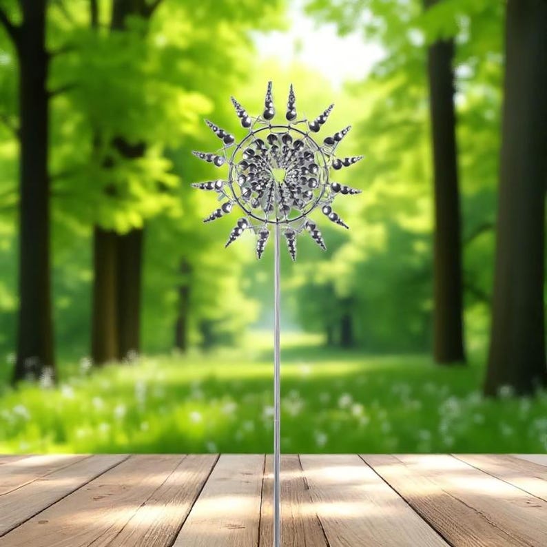 Kinetic Metal Wind Spinner: Iridescent Garden Sculpture - Magical ...