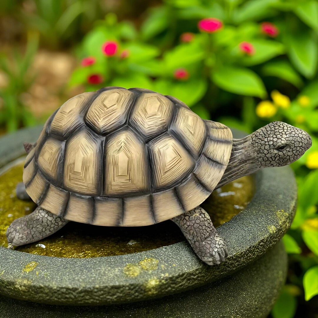 Realistic Resin Tortoise Garden Statue: Weatherproof Turtle Lawn Decor ...