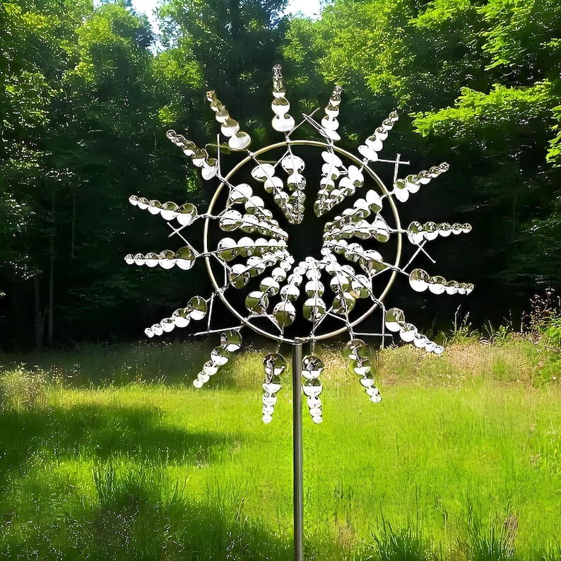 Kinetic Metal Wind Spinner: Iridescent Garden Sculpture - Magical ...