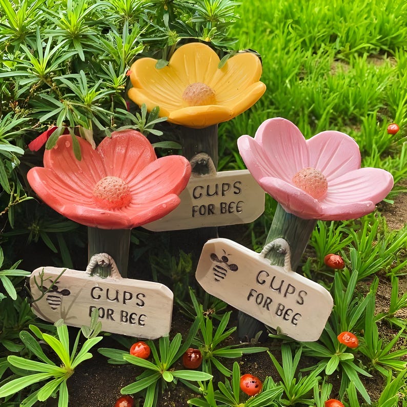 Colorful Resin Butterfly and Bee Water Station – Garden Pollinator ...