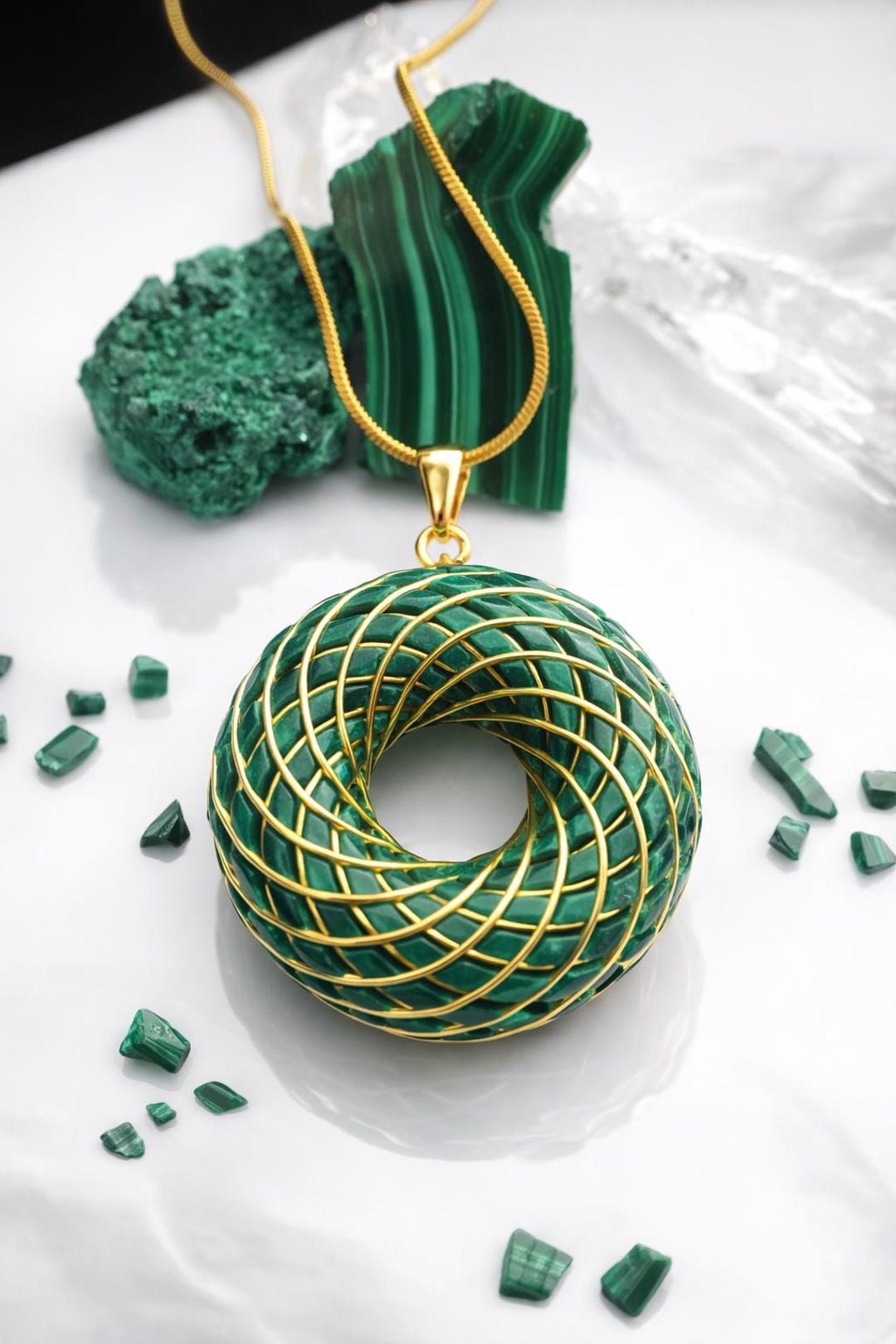 Electromagnetic, Torus, Rodin Coil, Malachite, EMF, 24k Gold Plated - Etsy