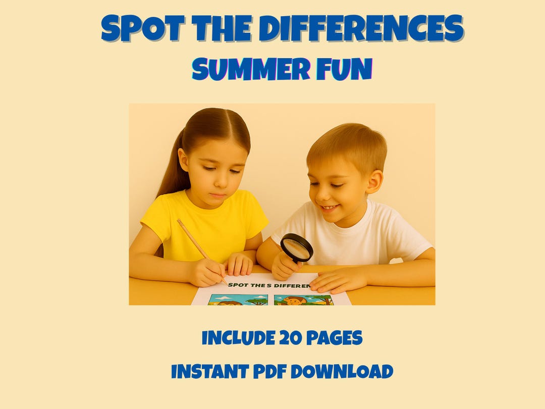 Spot the Difference | Summer Fun | 20 Printable Pages | Kids Activity ...