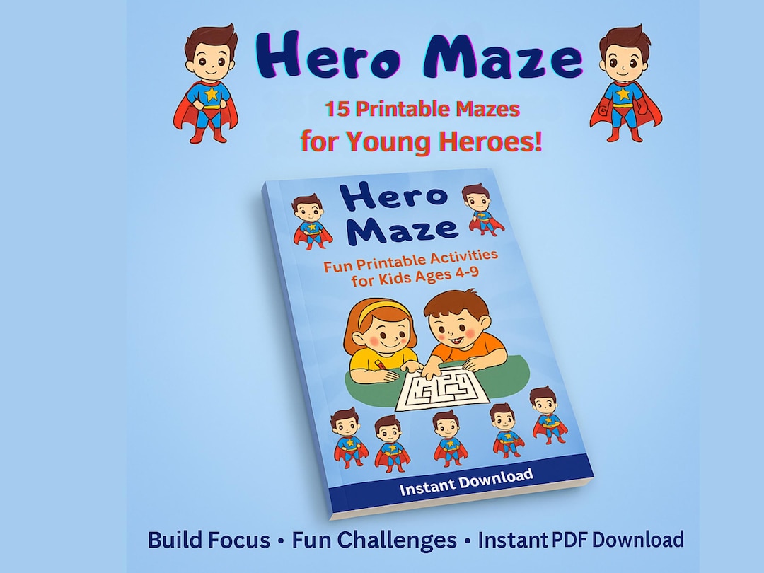 Hero Maze for Kids – 15 Fun Printable Mazes With Superheroes | Ages 4-9 ...