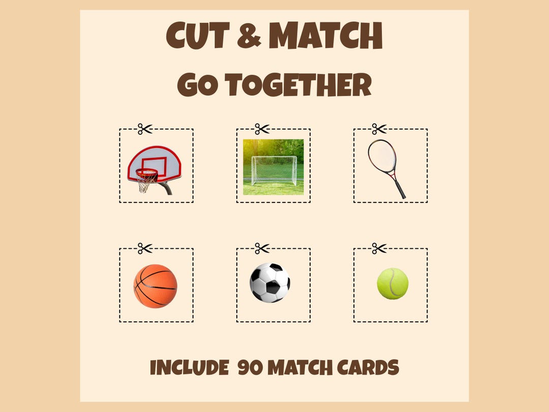 Cut & Match – Go Together | Printable Matching Game for Kids ...