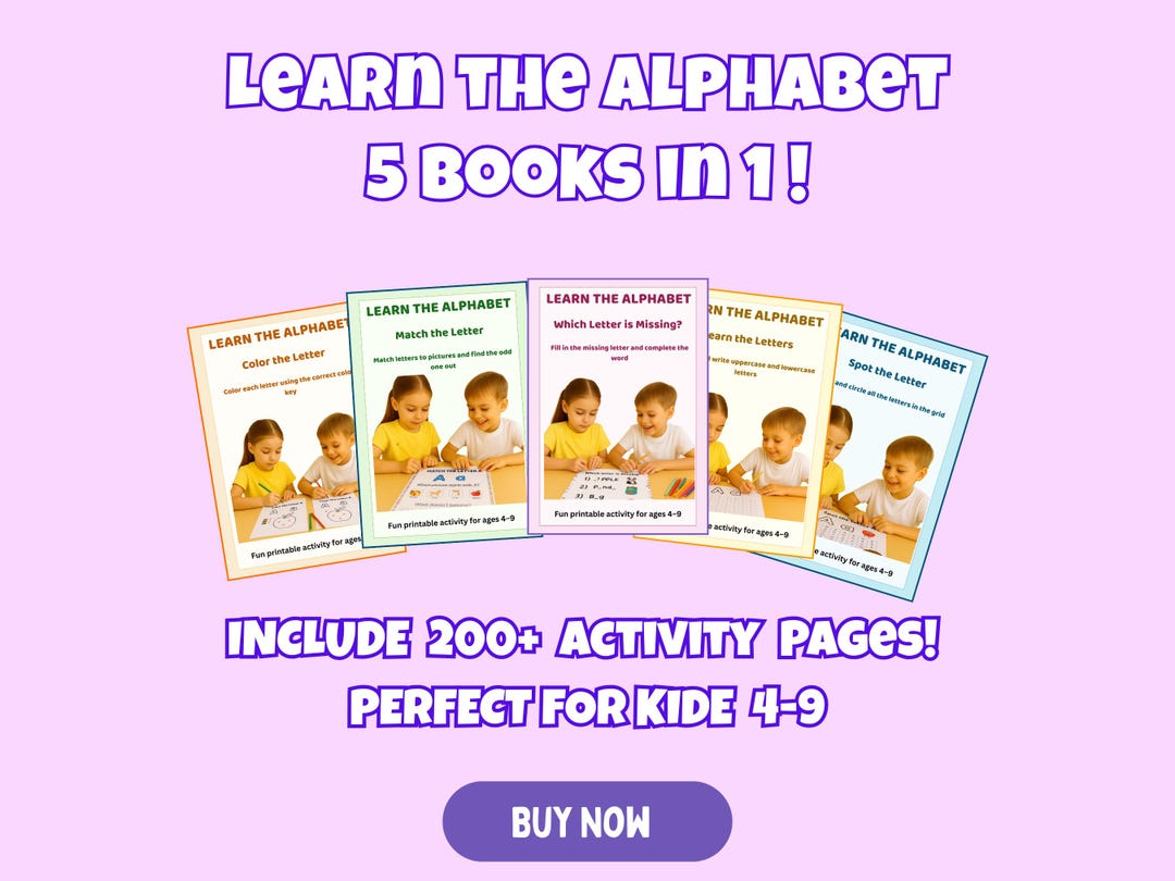 Learn the Alphabet Bundle for Kids – 5 Printable Activity Books – Fun ...