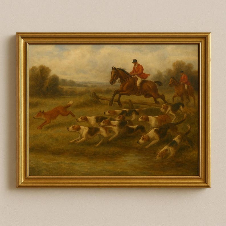 Vintage Fox Hunt Scene | Museum Quality Matte Print |oil Painting Print ...