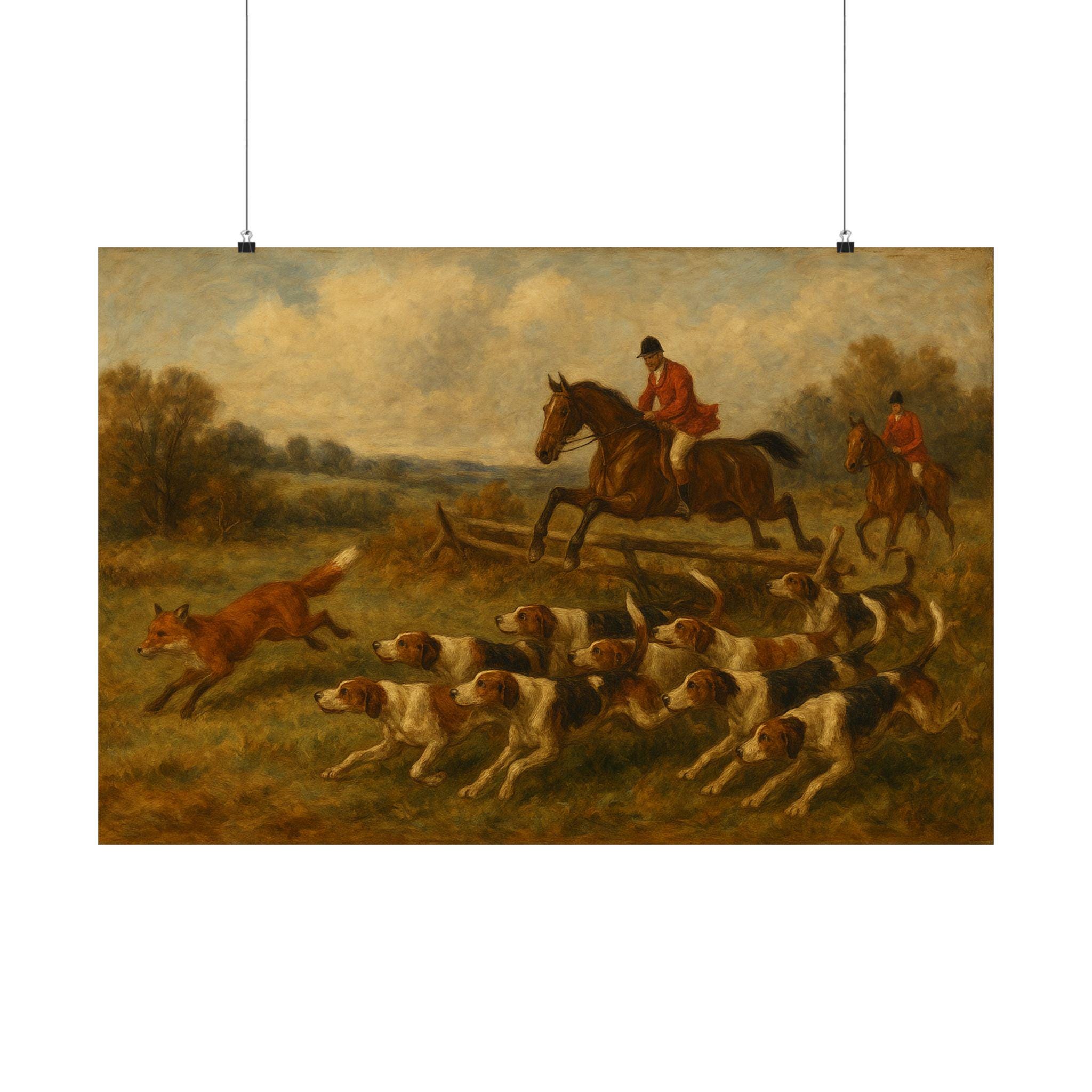 Vintage Fox Hunt Scene | Museum Quality Matte Print |oil Painting Print ...