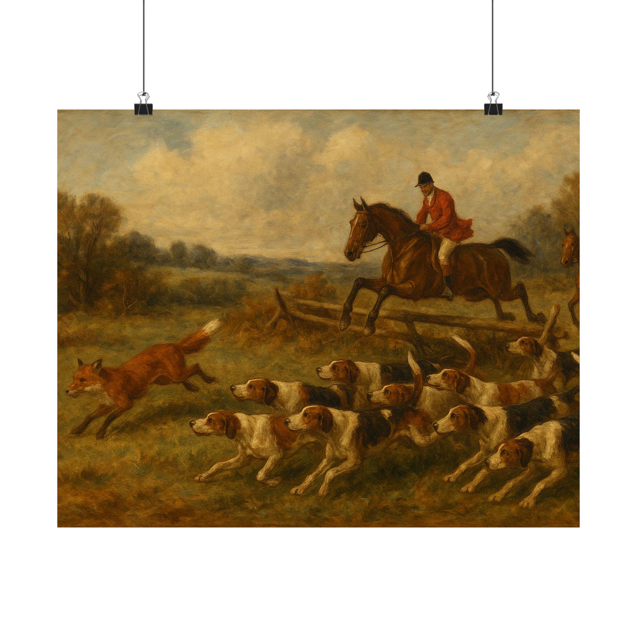 Vintage Fox Hunt Scene | Museum Quality Matte Print |oil Painting Print ...