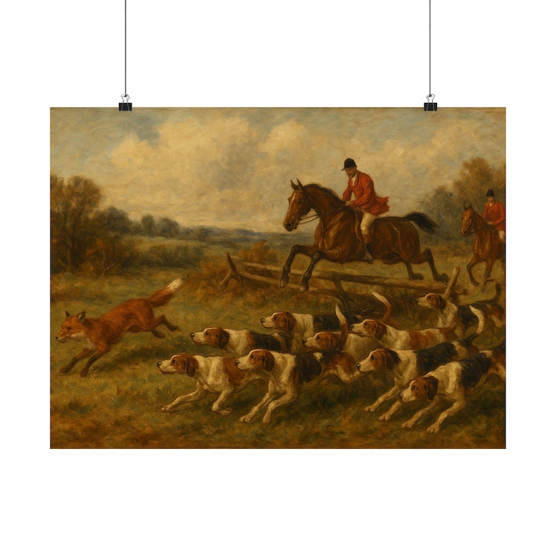 Vintage Fox Hunt Scene | Museum Quality Matte Print |oil Painting Print ...