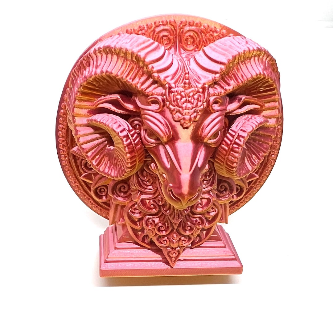Zodiac Ram Statuette in Dual Color-shifting Iridescent Rose Gold by ...
