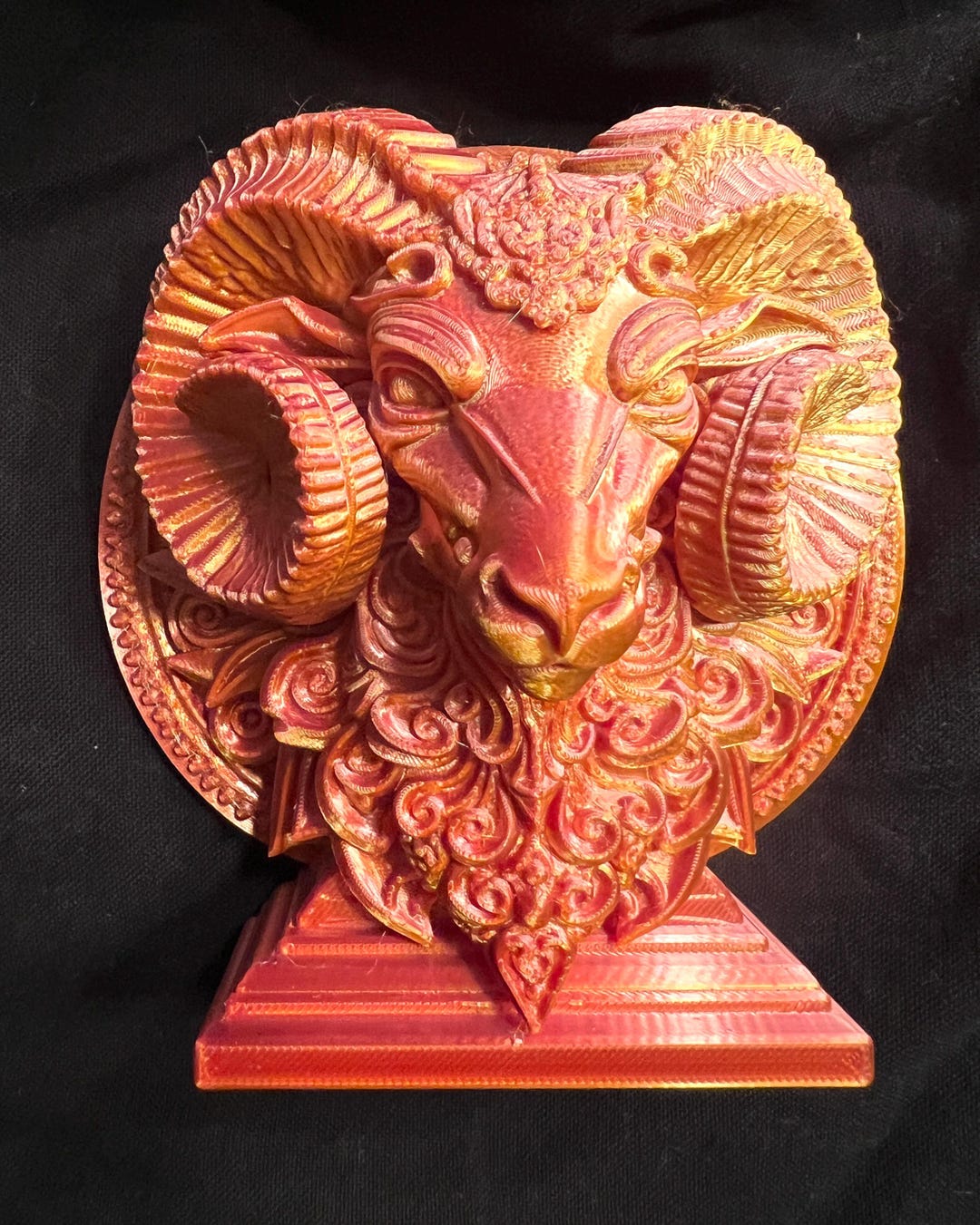 Zodiac Ram Statuette 3D Printed in Dual Colored Silk PLA -rose Gold by ...