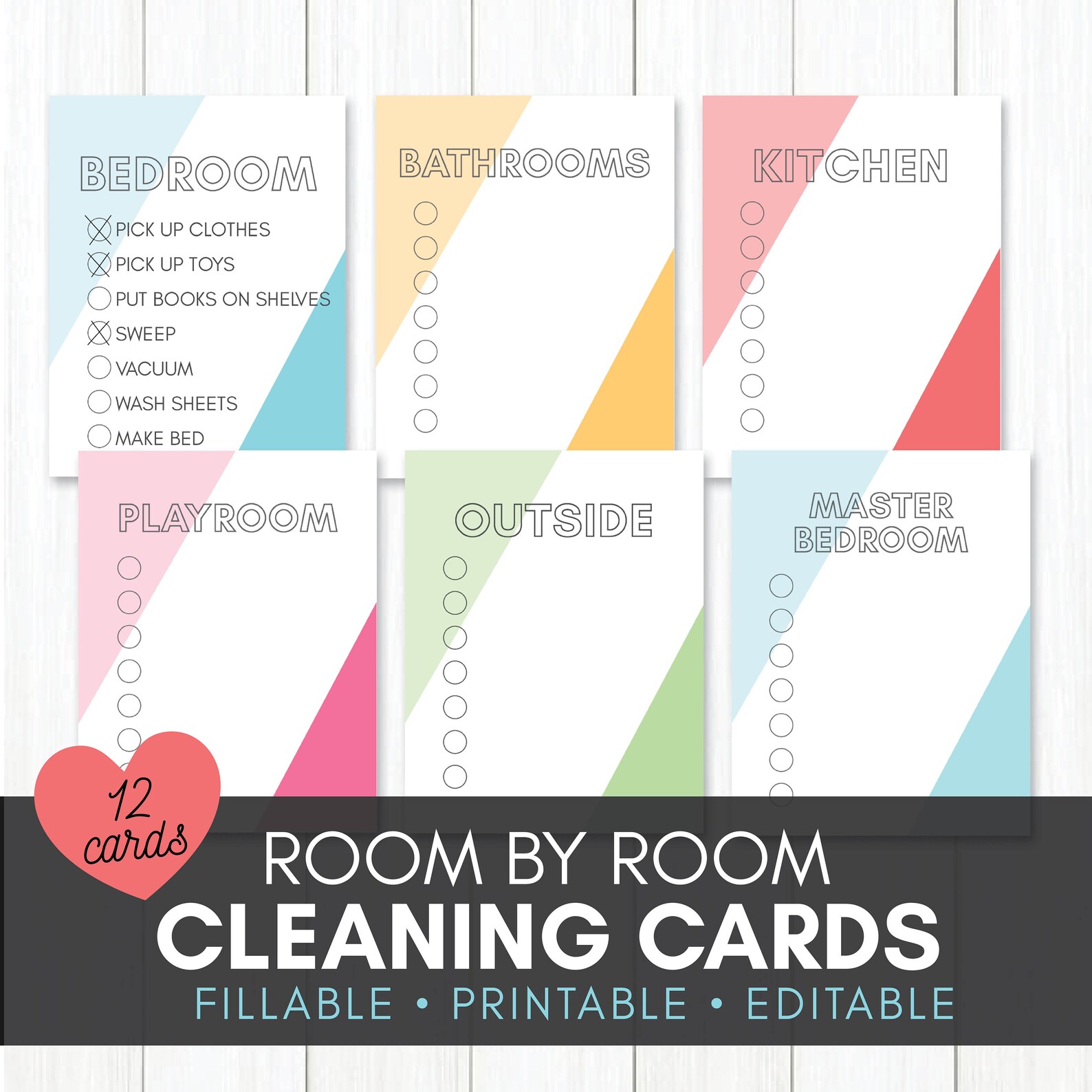 Cleaning Cards Editable, Fillable, Printable Chore Cards | Cleaning ...