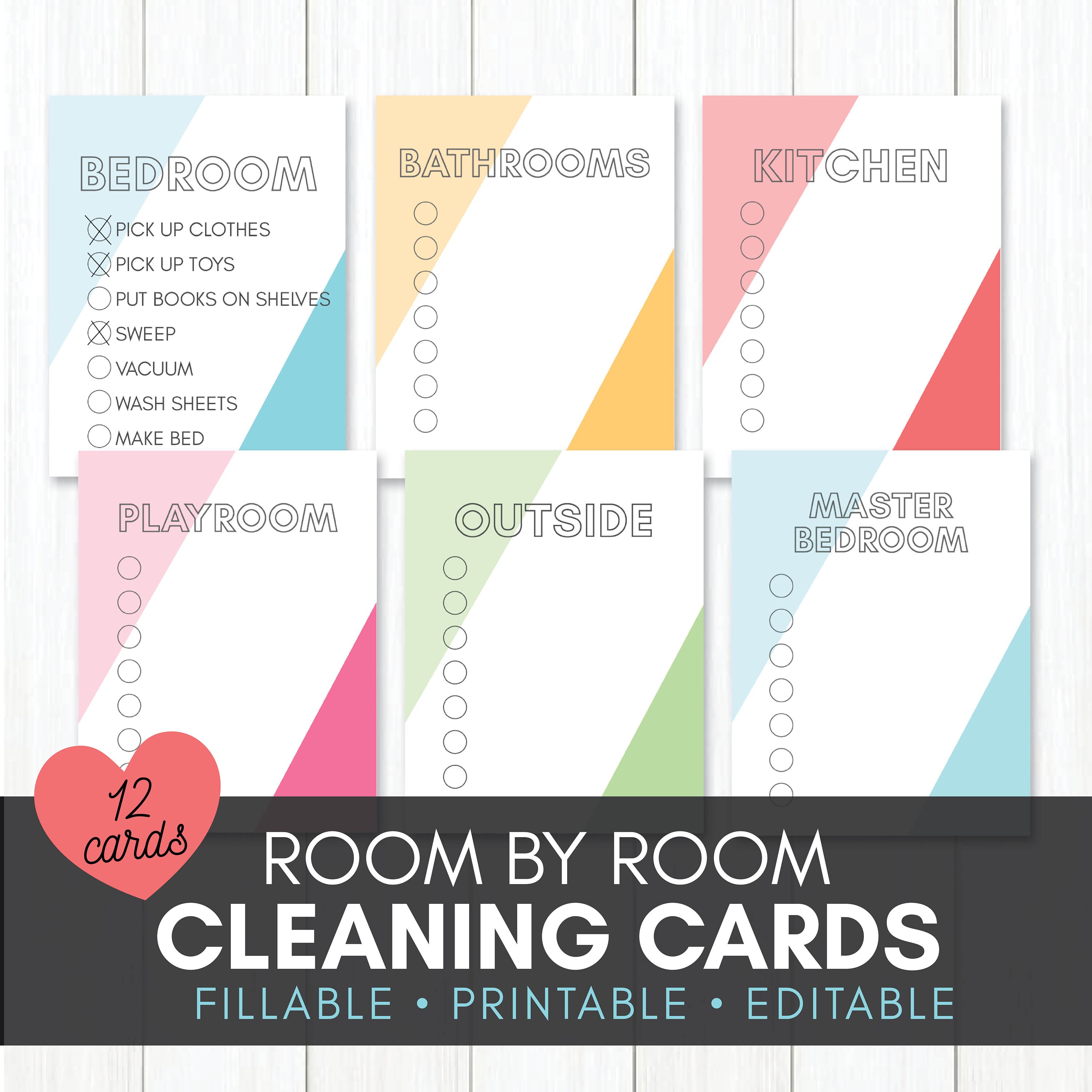 Cleaning Cards Editable, Fillable, Printable Chore Cards | Cleaning ...