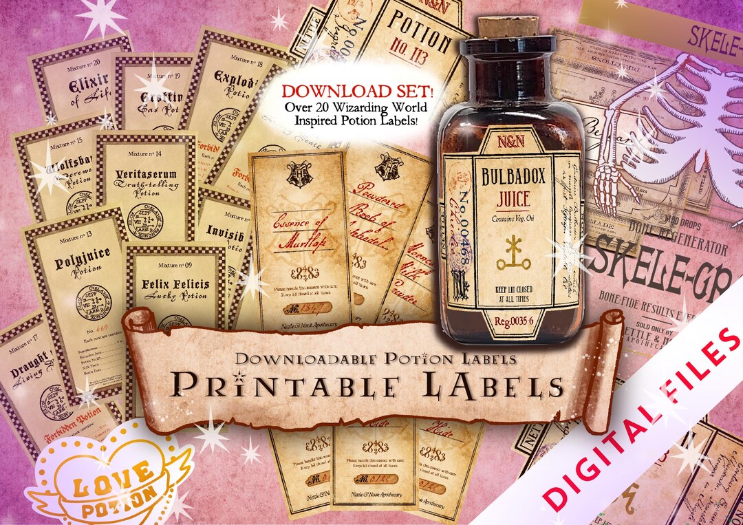 Wizarding Potion Labels – Vintage Style Designs (digital Files) - Etsy ...