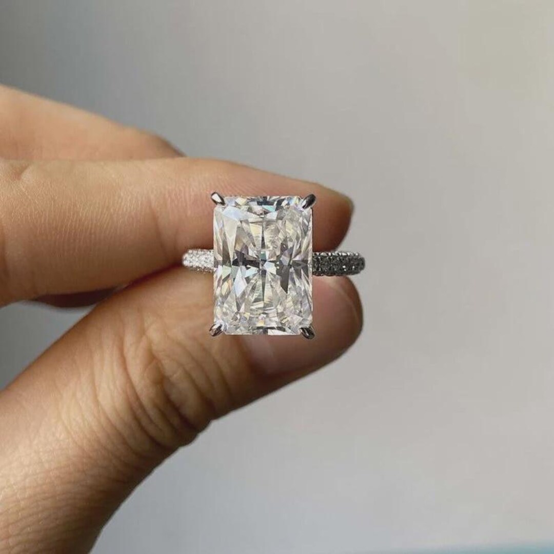 3.00 CT Radiant Cut Lab Grown Diamond Hidden Halo Solitaire With ...
