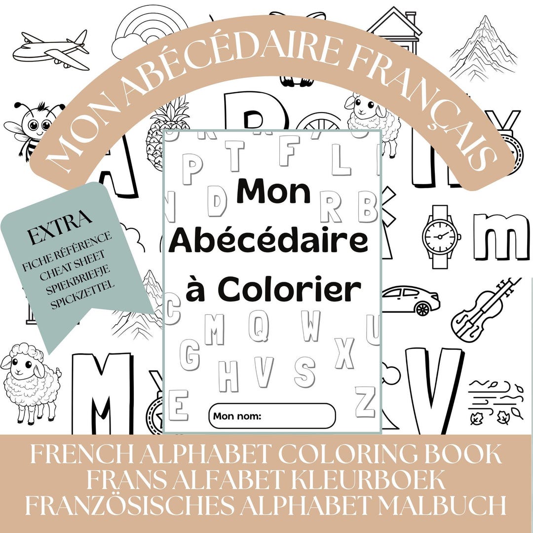 French Alphabet Coloring Book for Kids Printable ABC in French to Color ...