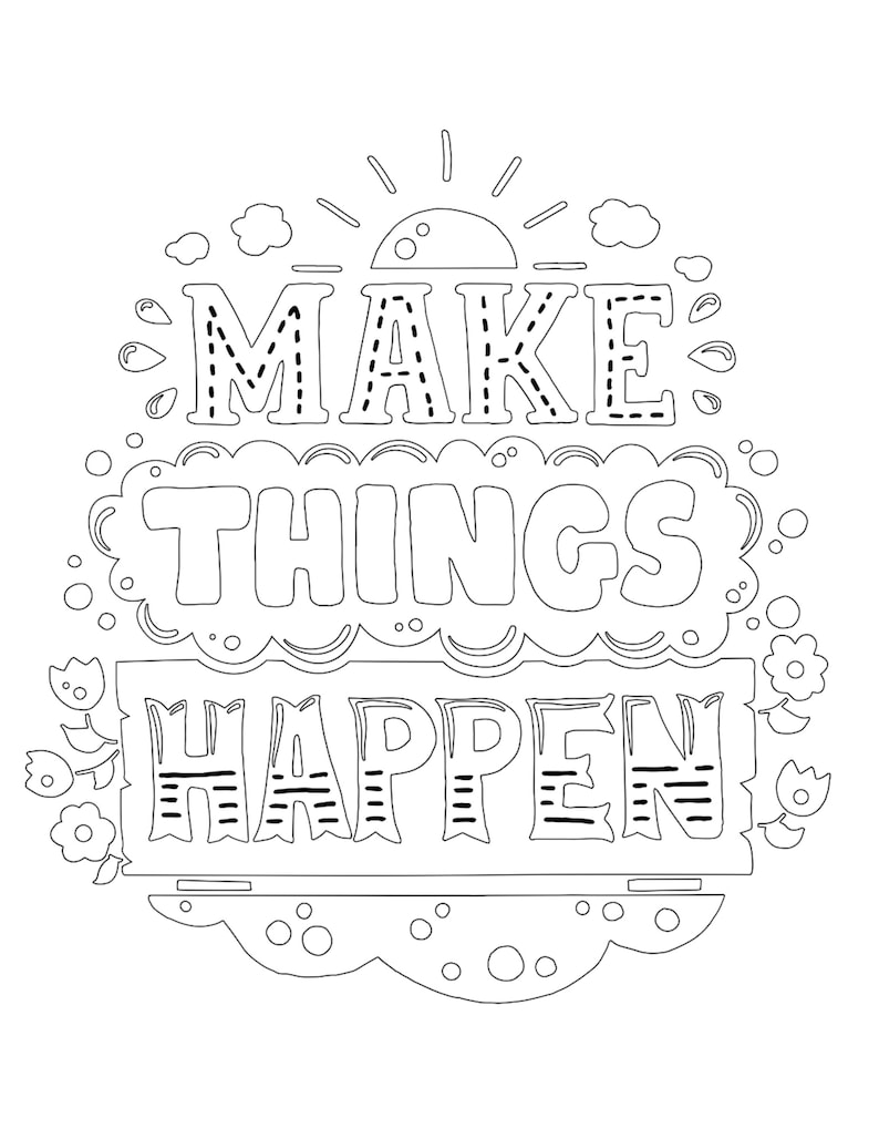 Motivational Coloring Book Pages - Etsy