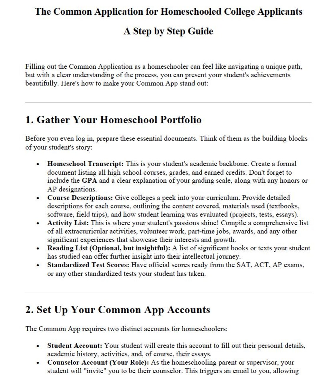 Printable Common Application Checklist for Homeschoolers Pdf - Etsy
