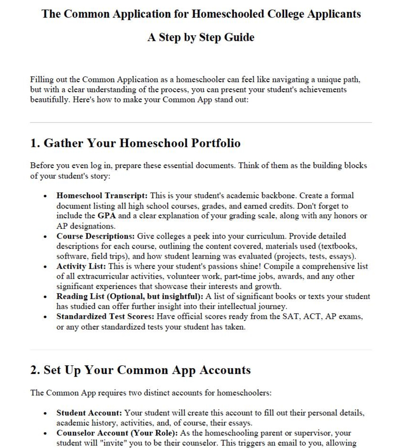Printable Common Application Checklist for Homeschoolers Pdf - Etsy