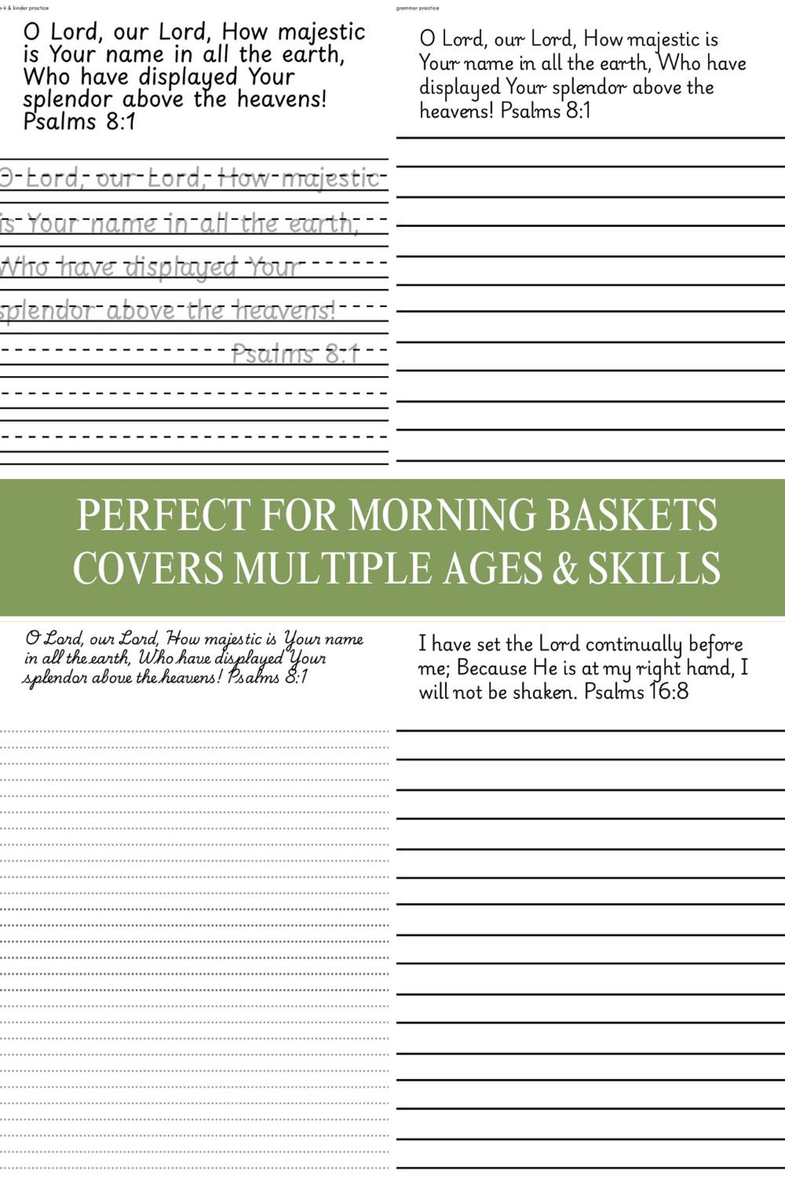 Psalms Copywork: Bible Verse Handwriting Practice for Kids (PDF ...