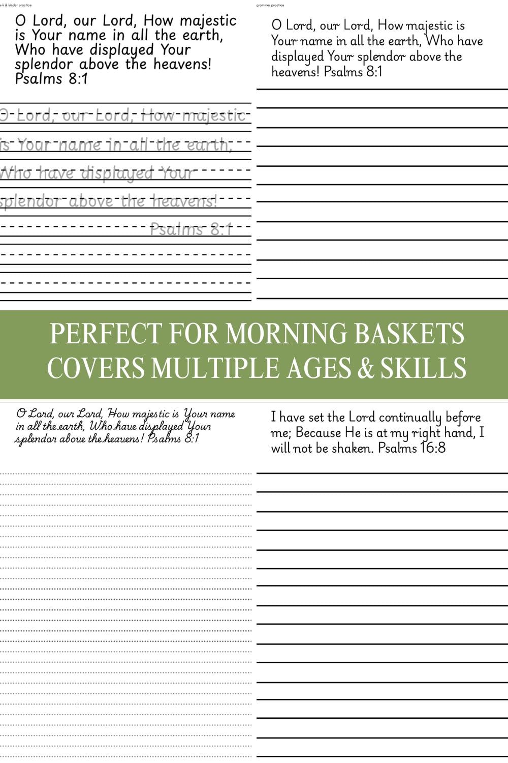 Psalms Copywork: Bible Verse Handwriting Practice for Kids (PDF ...