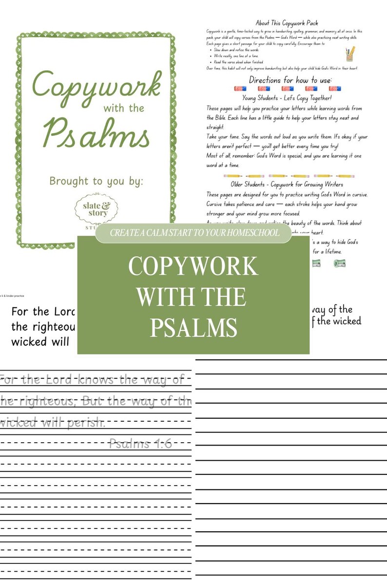 Christian Copywork Bundle for Kids | Psalms, Proverbs & Catechism ...