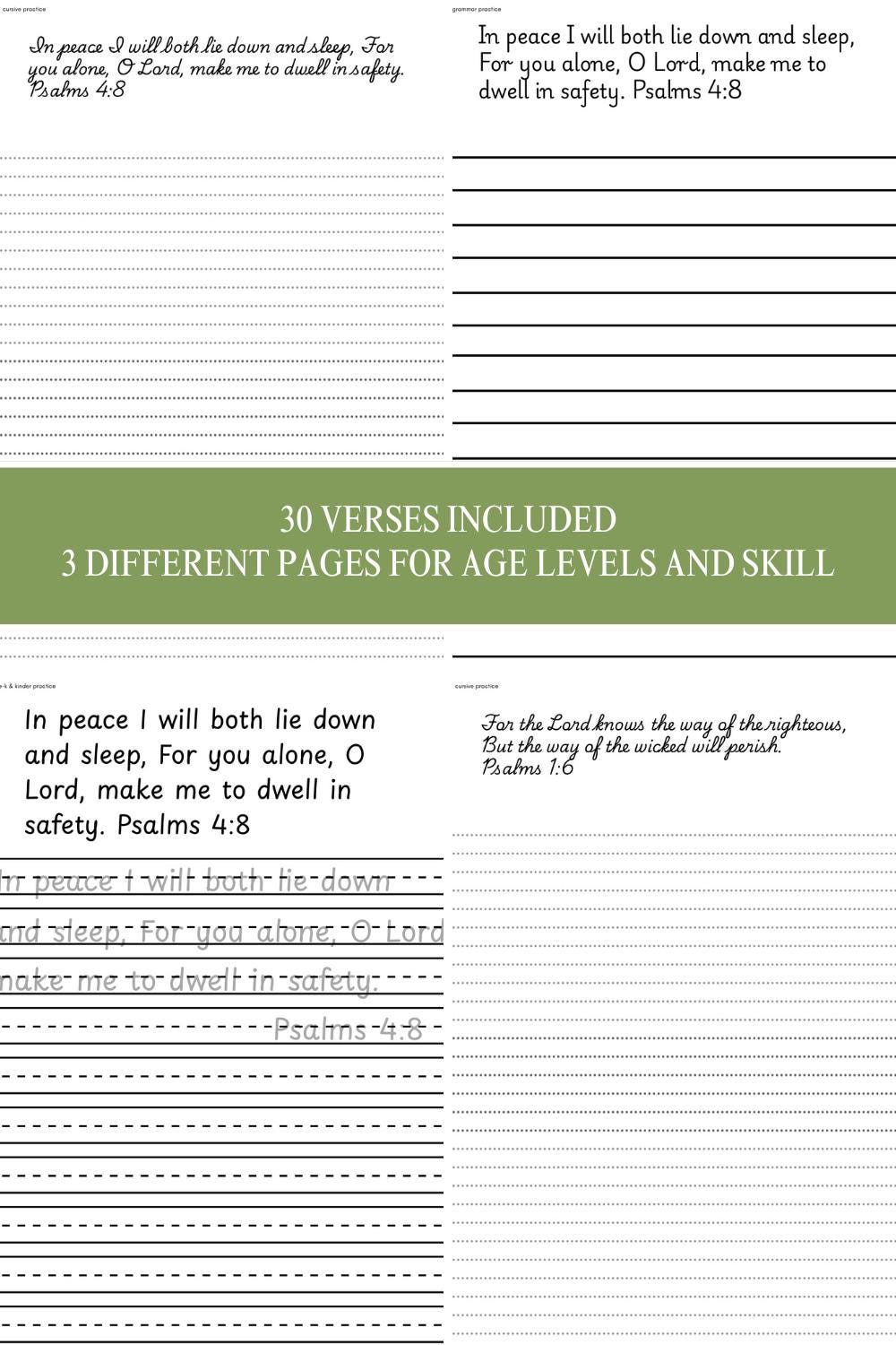 Psalms Copywork: Bible Verse Handwriting Practice for Kids (PDF ...