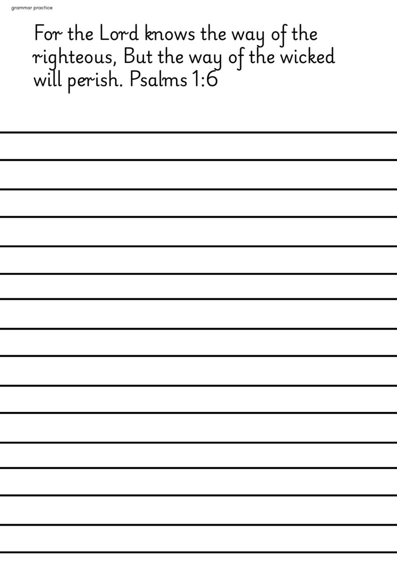 Psalms Copywork: Bible Verse Handwriting Practice for Kids (PDF ...