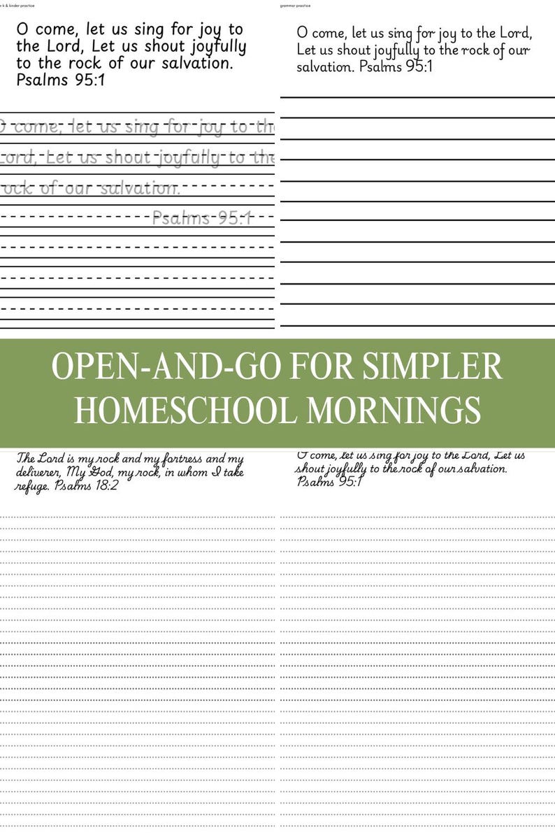 Psalms Copywork: Bible Verse Handwriting Practice for Kids (PDF ...