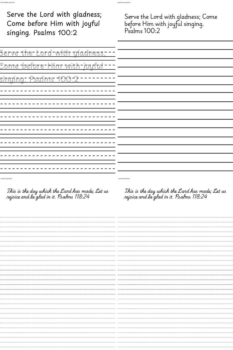 Psalms Copywork: Bible Verse Handwriting Practice for Kids (PDF ...