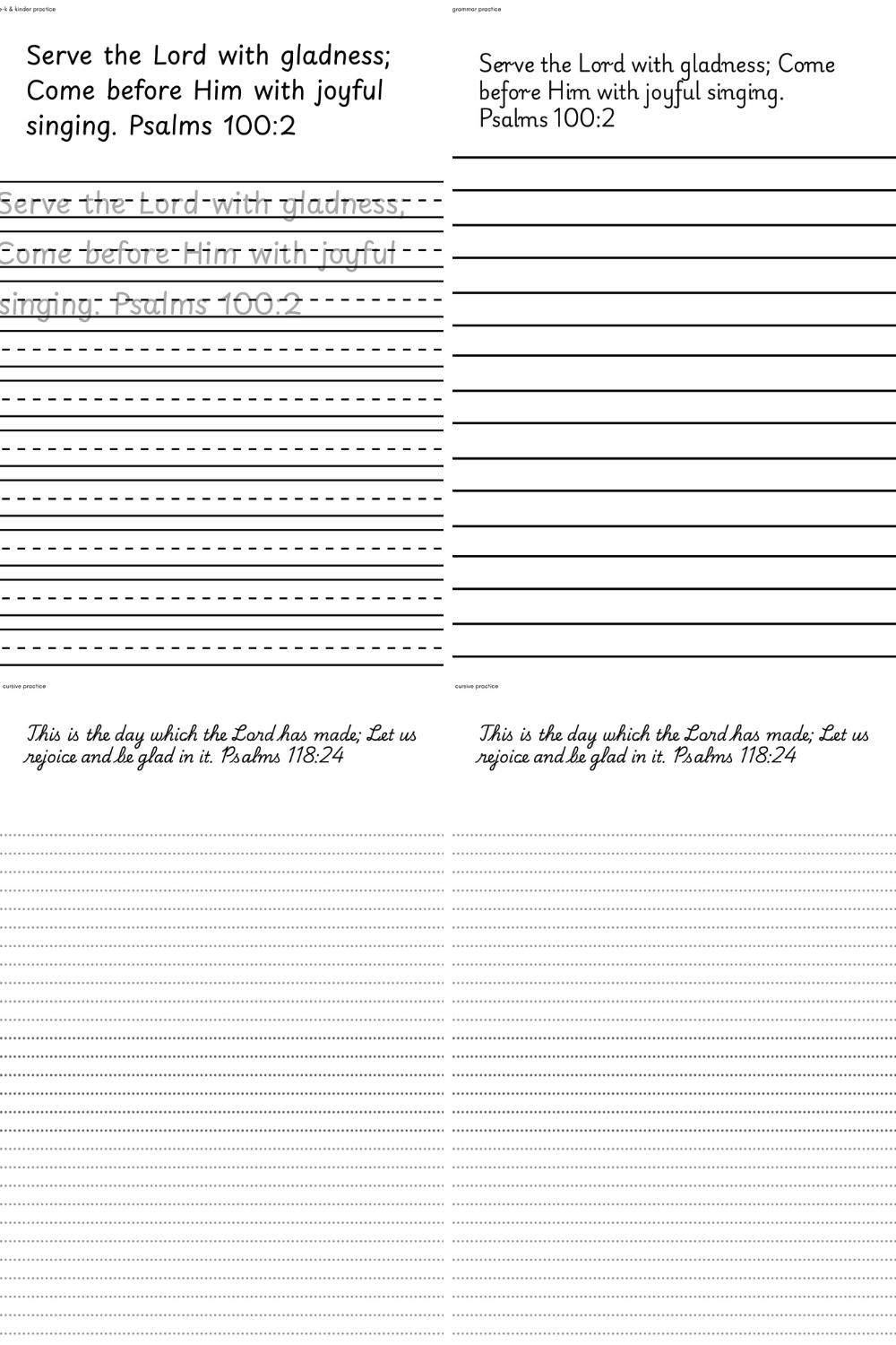 Psalms Copywork: Bible Verse Handwriting Practice for Kids (PDF ...