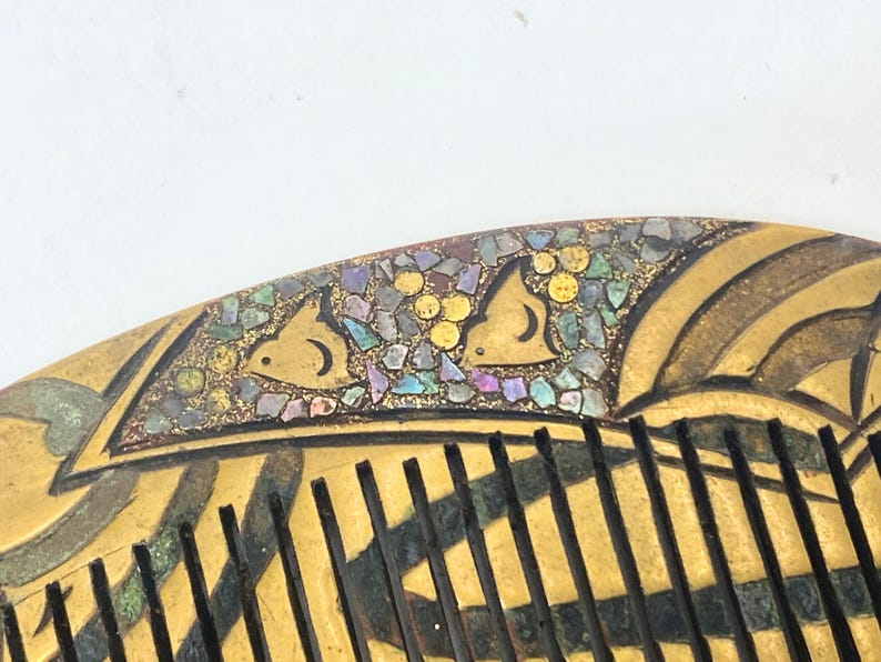 Art Nouveau Japanese Kanzashi Set Kushi Comb/kōgai Stick, Maki-e ...