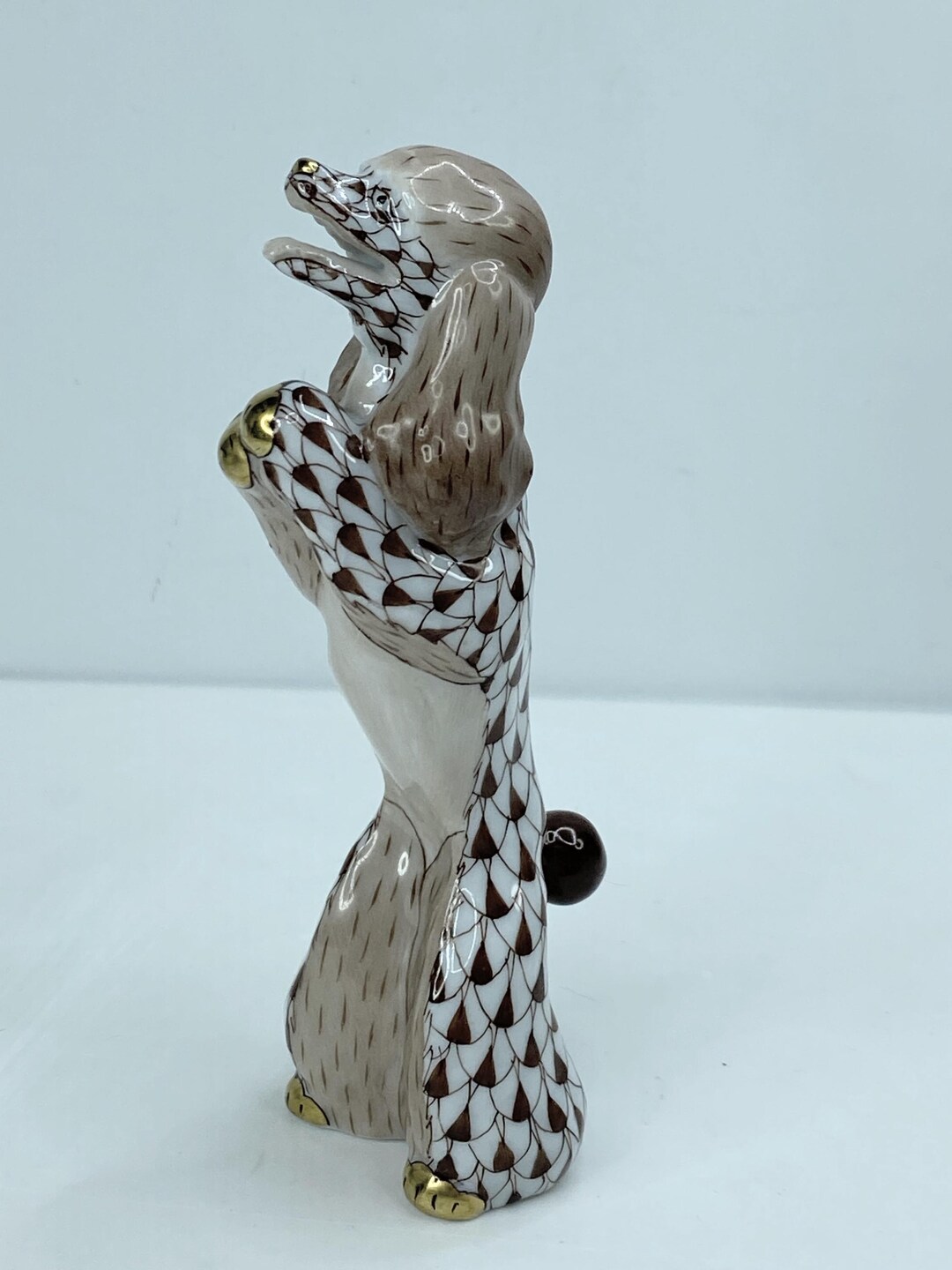 Herend Fishnet Chocolate, and White Begging Poodle Figurine 4" - Etsy