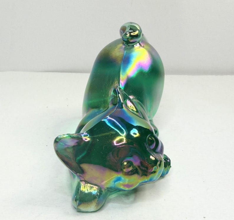 Fenton Iridescent Green Glass Animal Figurine 4