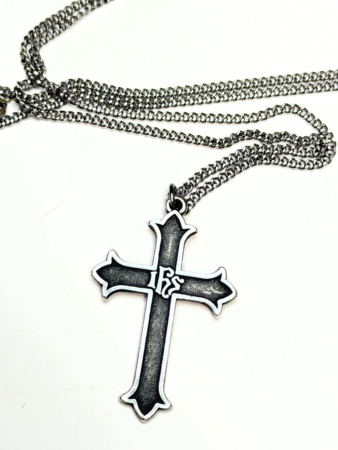 Retired James Avery IHS Christogram Jesus Cross Pendant Sterling Silver ...