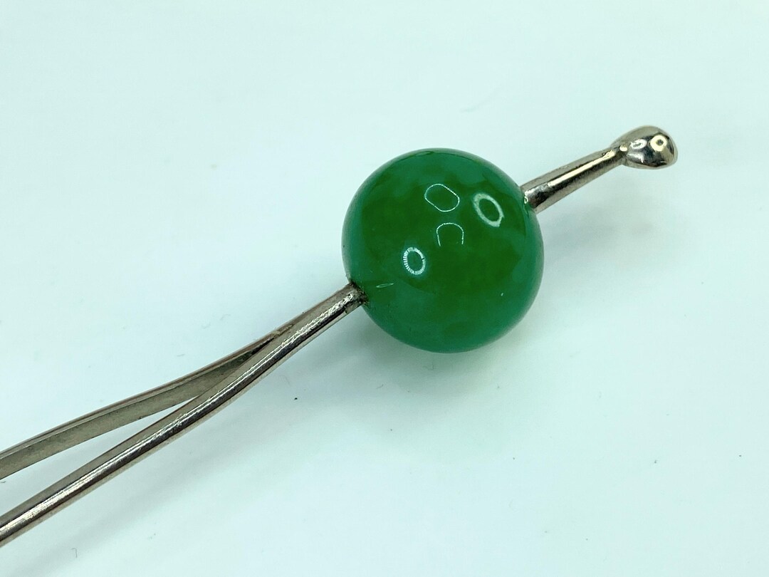 Kanzashi Hair Stick Metal Hairpins With Green Ball Decorations, Kanji ...