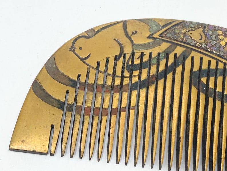 Art Nouveau Japanese Kanzashi Set Kushi Comb/kōgai Stick, Maki-e ...