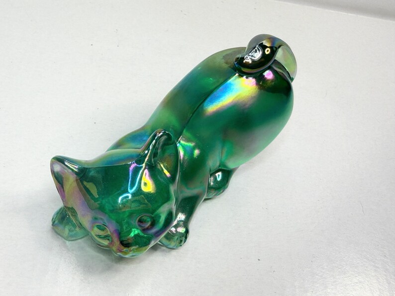 Fenton Iridescent Green Glass Animal Figurine 4