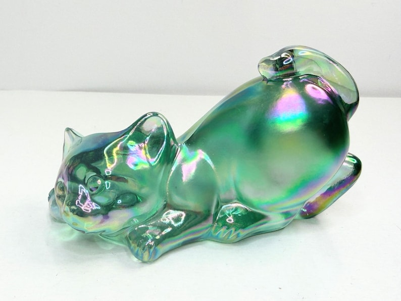 Fenton Iridescent Green Glass Animal Figurine 4