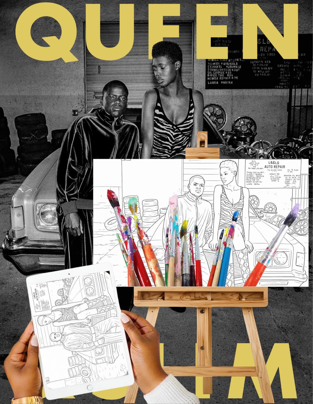 Queen and Slim Printable Sip and Paint Image - Etsy