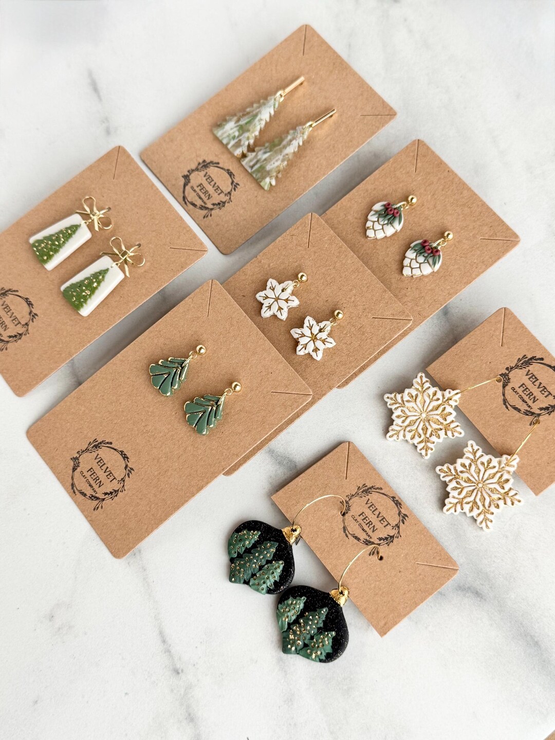 Polymer Clay Winter Earrings | Christmas Tree, Pinecone, Snowflake ...