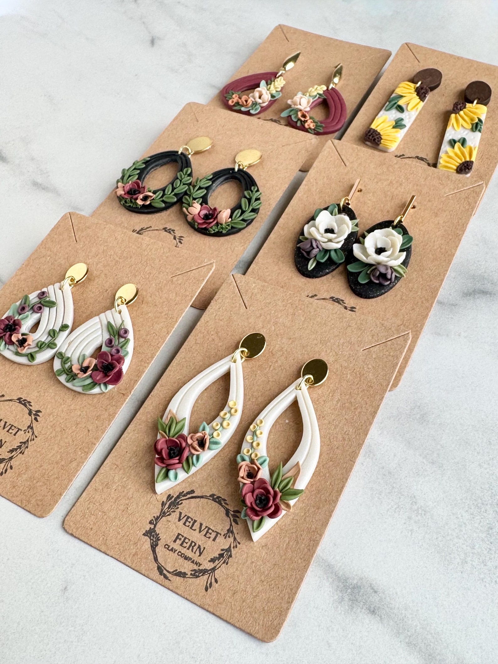 Fall Floral Collection - Floral Polymer Clay Dangle Earrings - Etsy