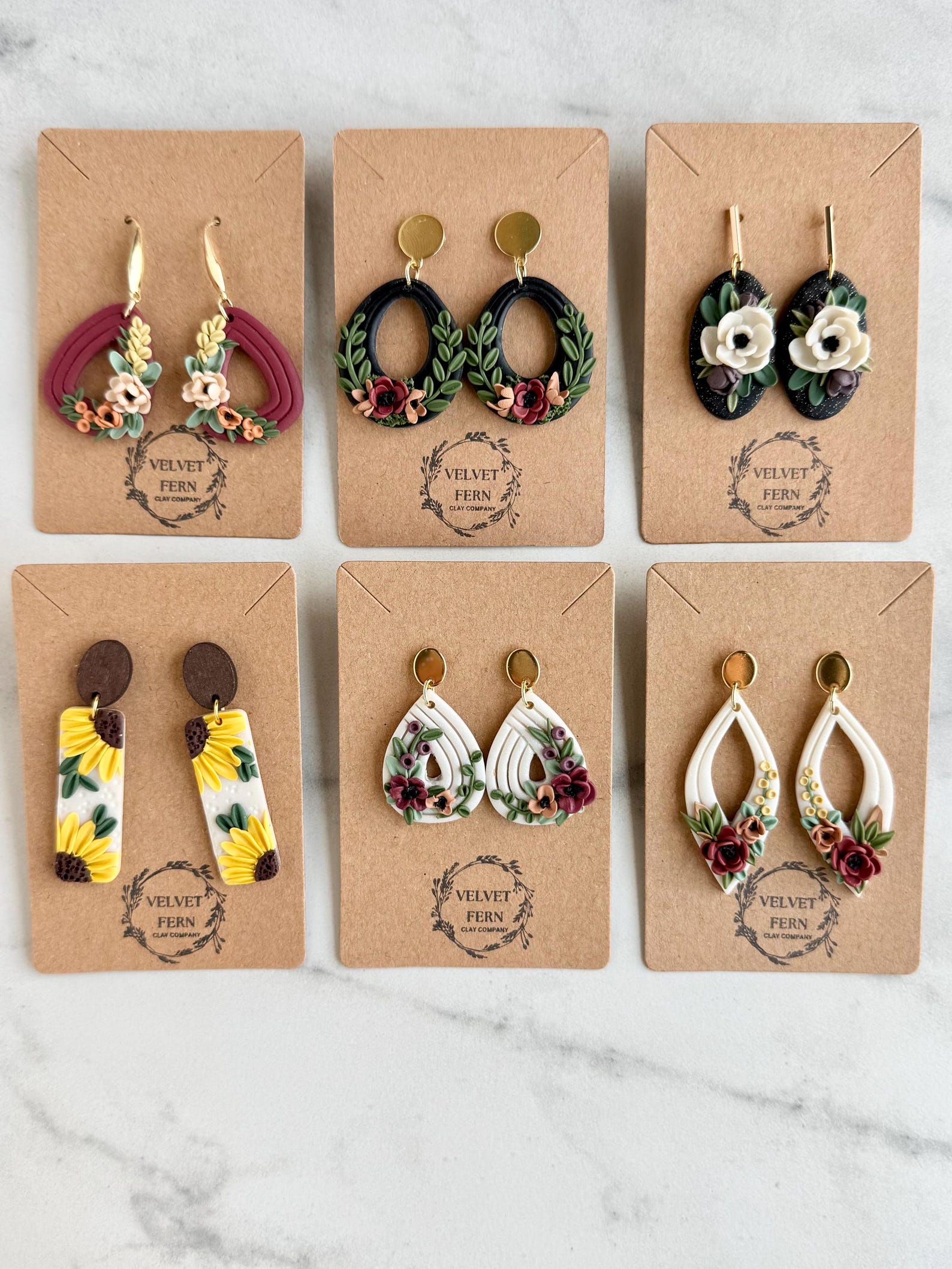 Fall Floral Collection - Floral Polymer Clay Dangle Earrings - Etsy