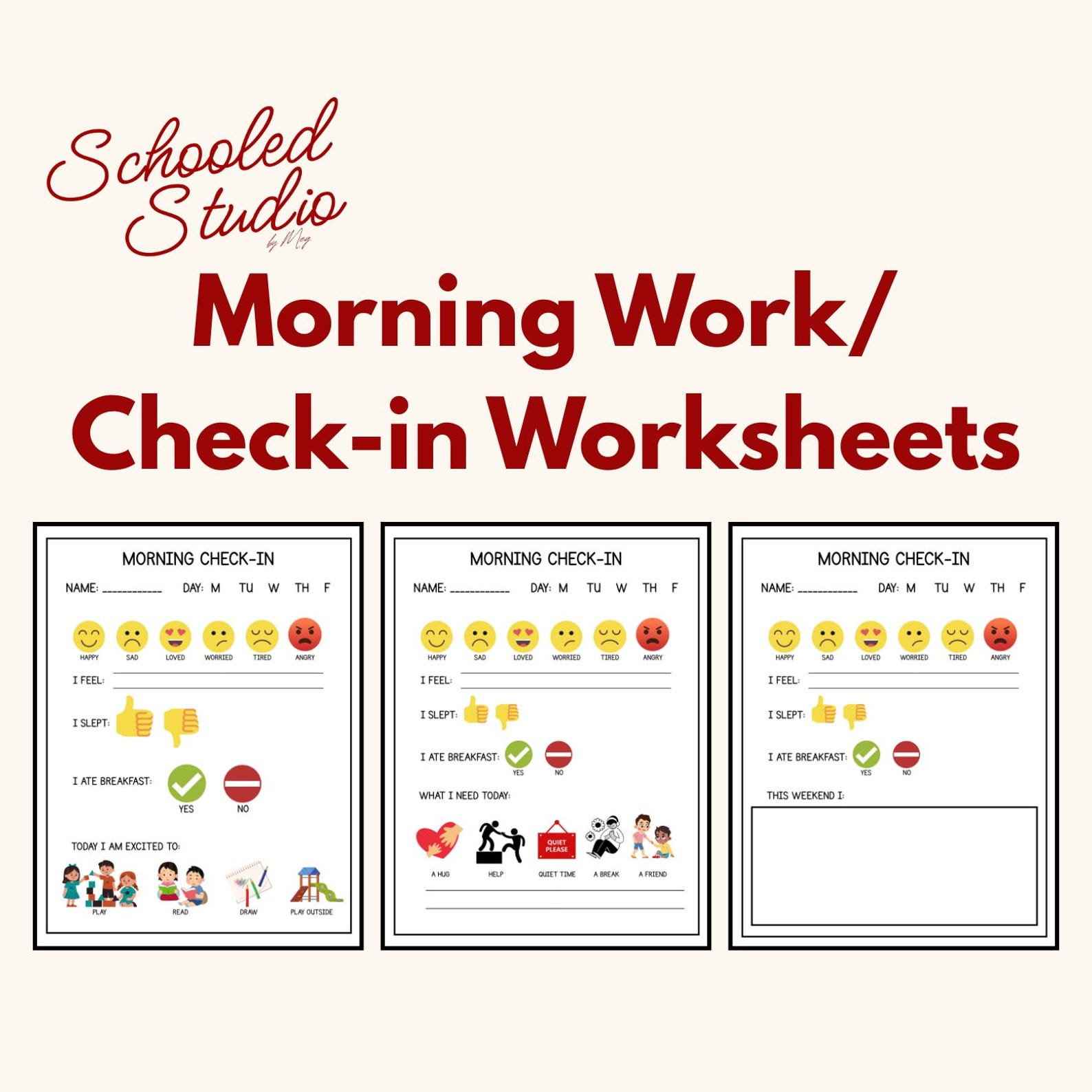 Printable Morning Check-in Worksheets for Kids | Visual SEL Daily ...
