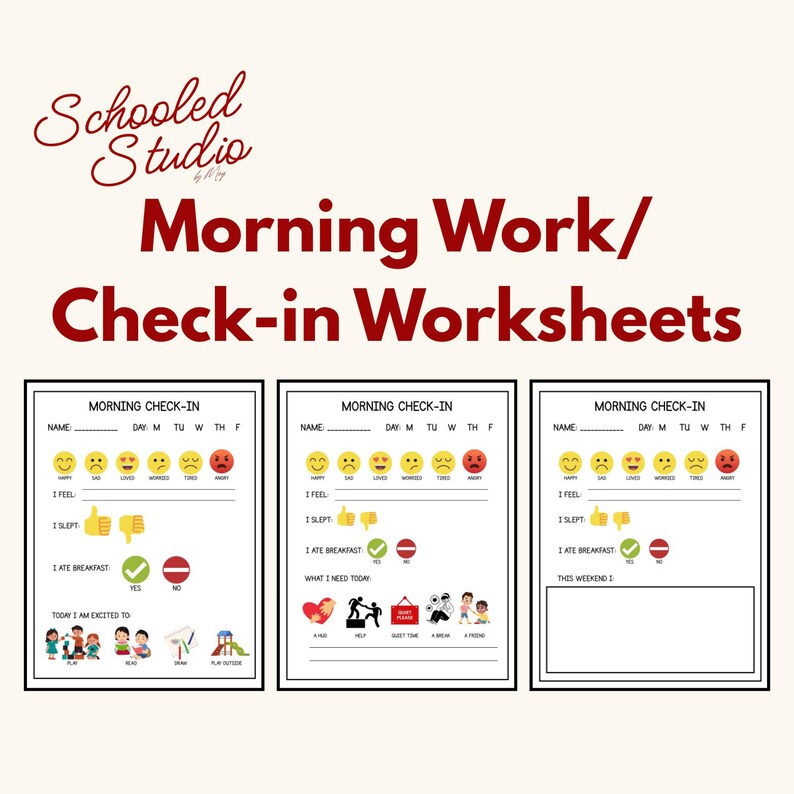 Printable Morning Check-in Worksheets for Kids | Visual SEL Daily ...