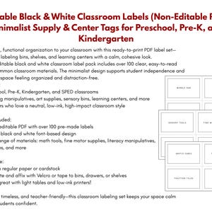 Printable Black & White Classroom Labels (non-editable PDF ...