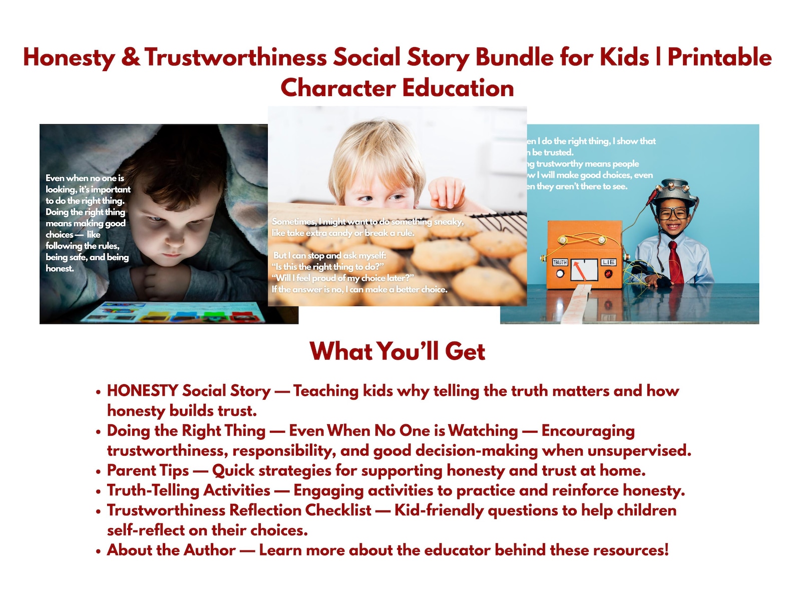 Honesty & Trustworthiness Social Story Bundle for Kids | Printable ...