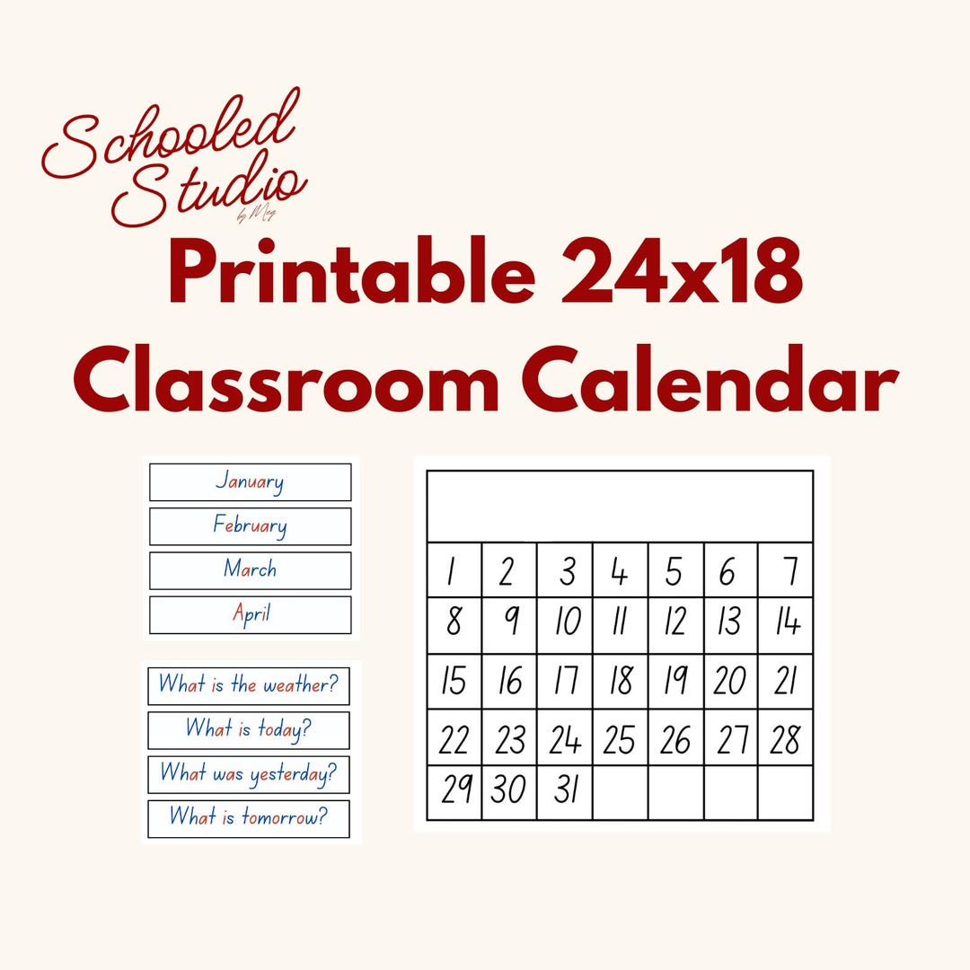 Printable 24x18 Classroom Calendar | Daily Routine, Weather Chart, Jobs ...