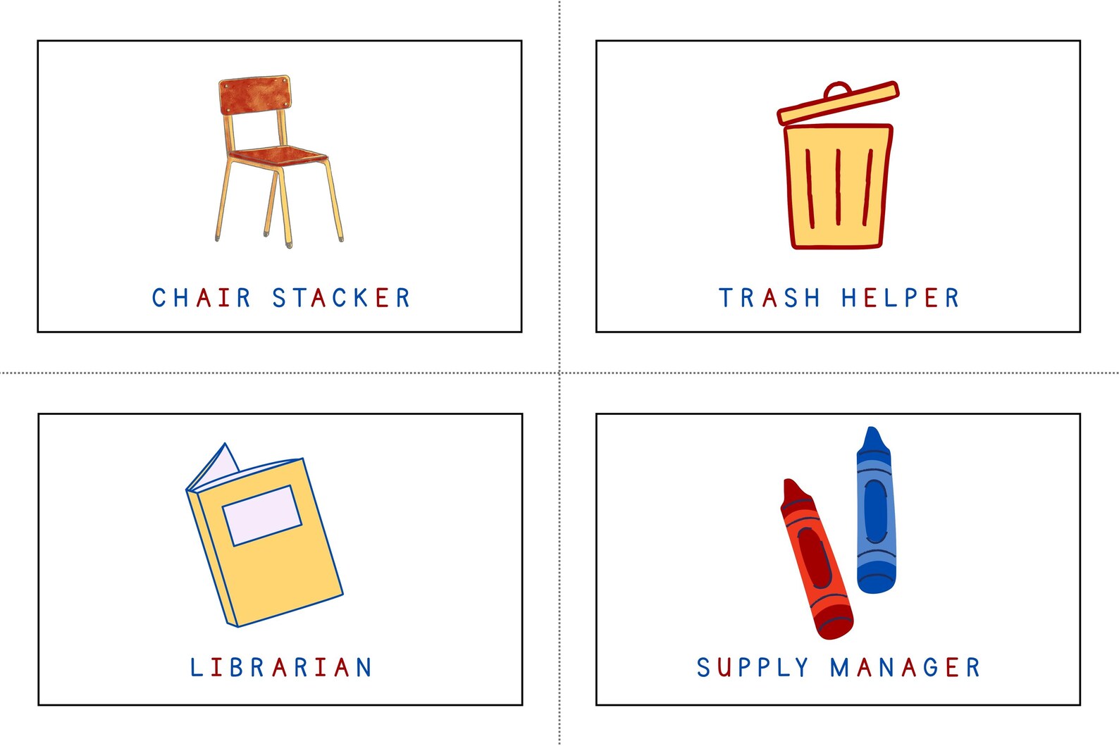 Printable Classroom Job Chart for Kindergarten | Visual Job Cards ...