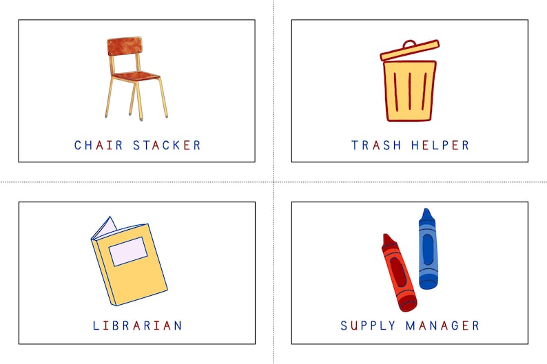 Printable Classroom Job Chart for Kindergarten | Visual Job Cards ...